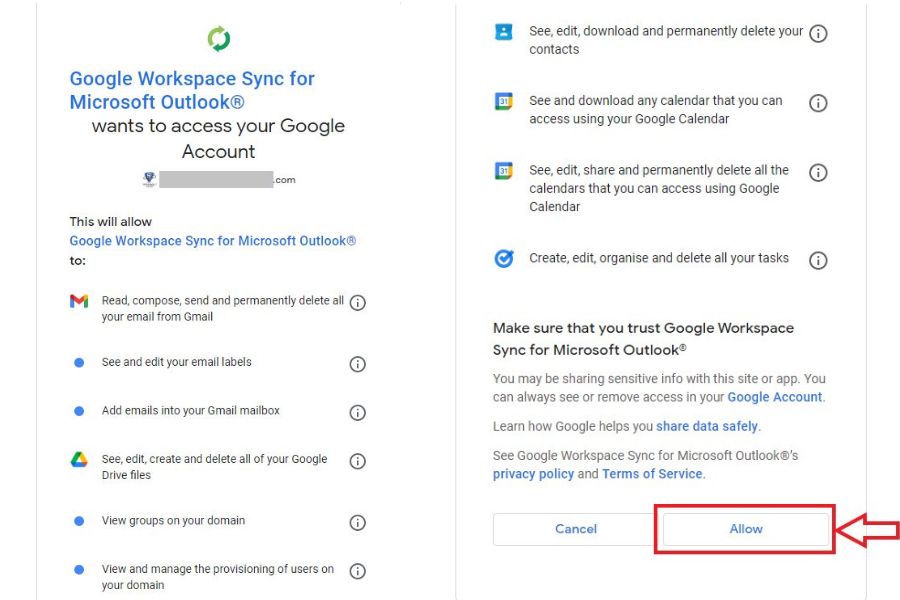 Cài đặt Google Workspace Sync for Microsoft Outlook