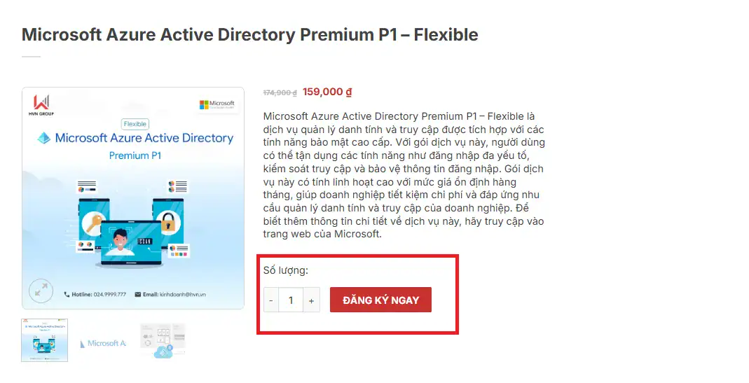 Gói Microsoft Azure Active Directory Premium P1 - Flexible