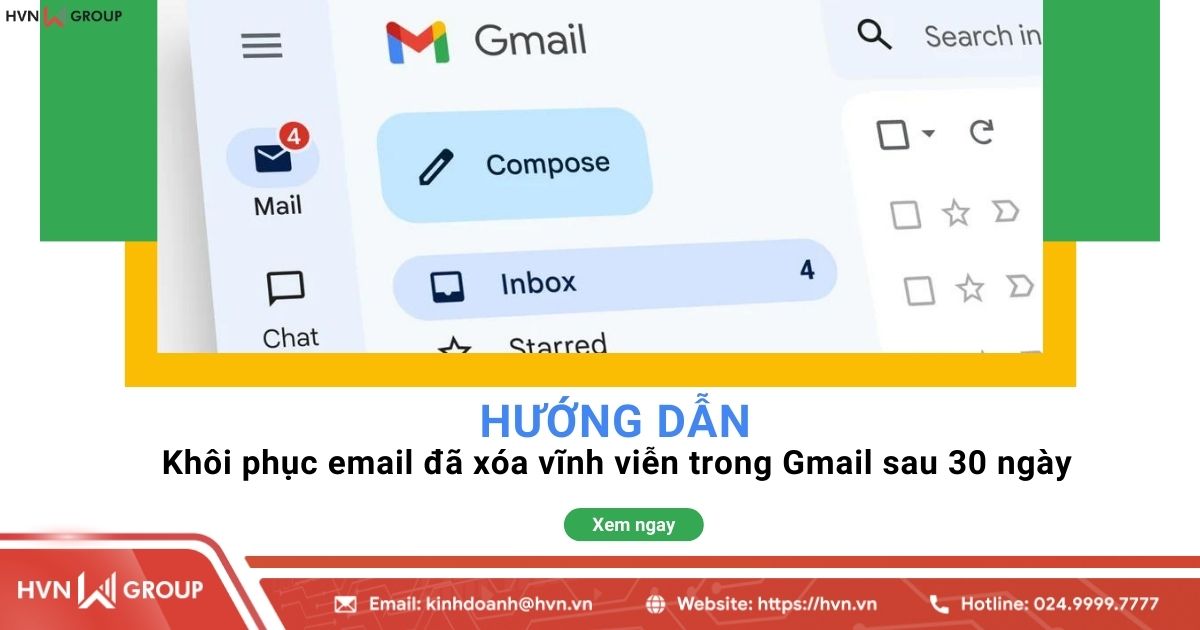 Khôi phục email đã xóa vĩnh viễn trong Gmail sau 30 ngày
