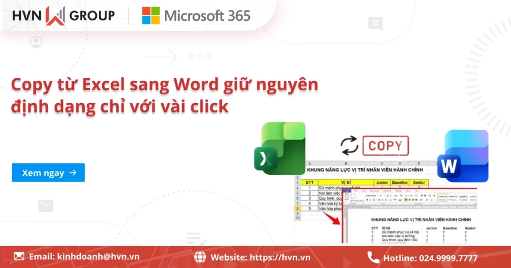 Copy từ Excel sang Word giữ nguyên định dạng chi tiết từ A-Z